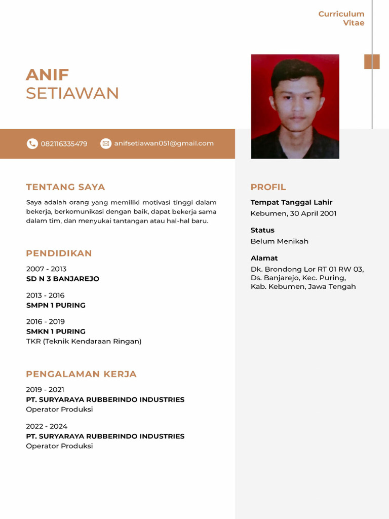 CV - Anif Setiawan | PDF