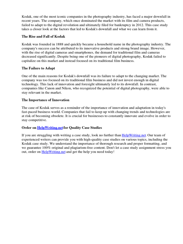 Kodak Case Study | PDF | Digital Photography | Camera