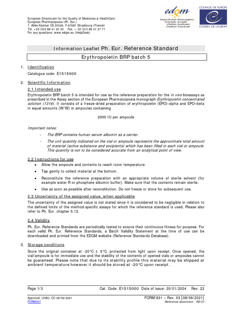 Information Leaflet: Ph. Eur. Reference Standard | PDF | Legal Liability | Damages