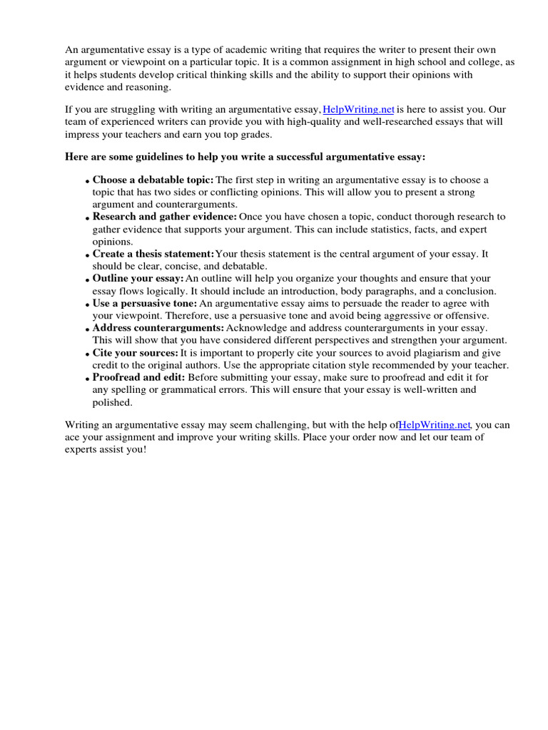 Guide to Writing Argumentative Essays | PDF | Essays | Argument