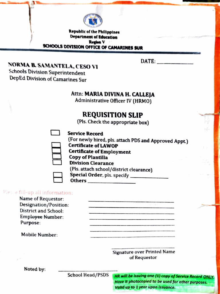 Service Record Request Form | PDF