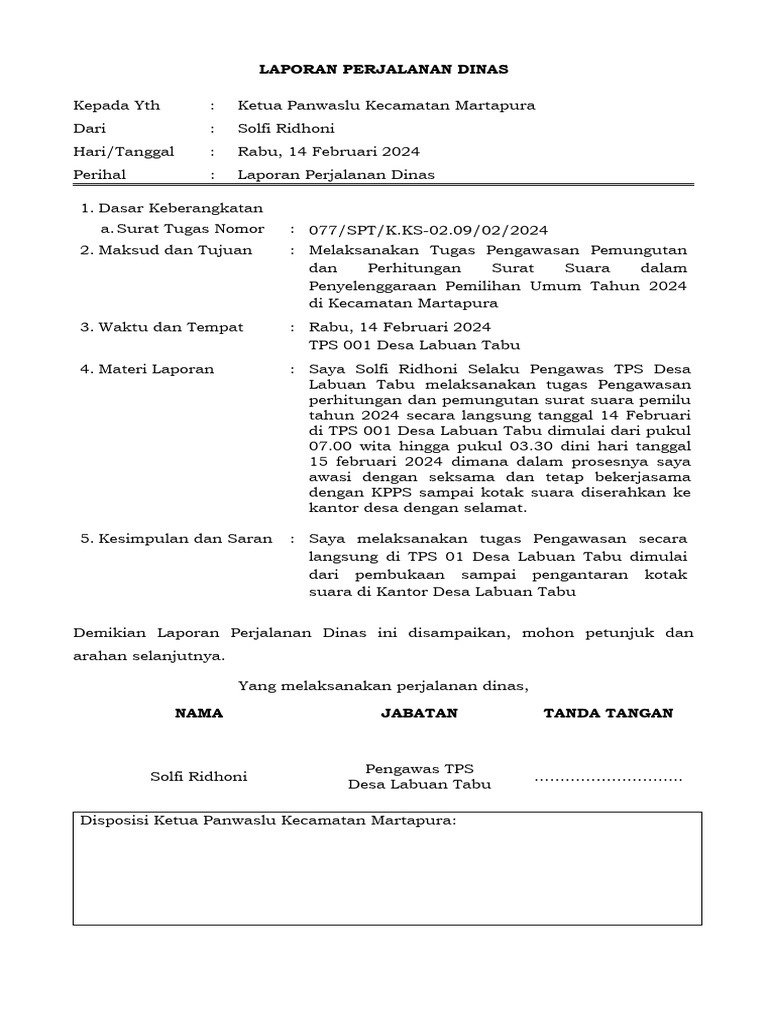 Format Laporan Dan Dokumentasi Perjalanan Dinas | PDF