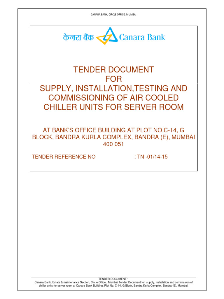 Tender-Air Cooled Scroll Chiller-Canara Bank | PDF | Taxes | Offer And Acceptance