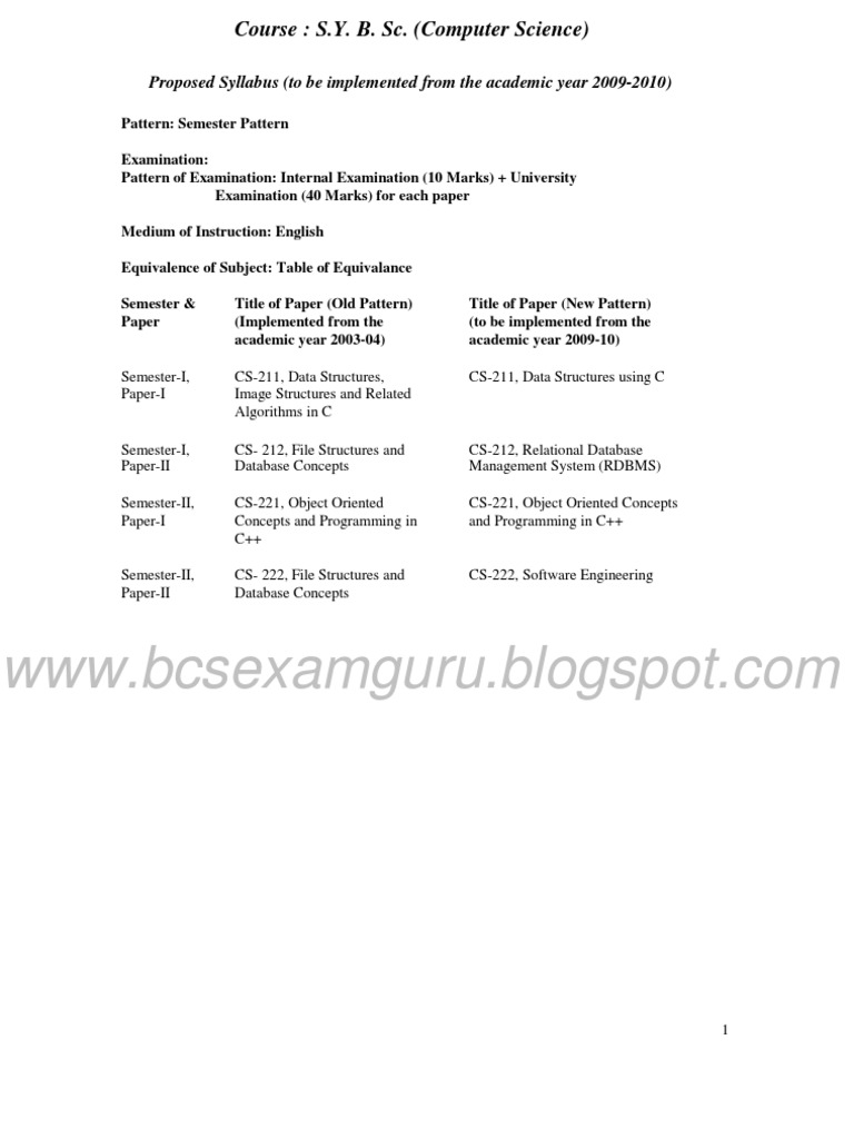 S.Y.bcs Full Syllabus and Exam Pattern | Download Free PDF | C++ | Agile Software Development