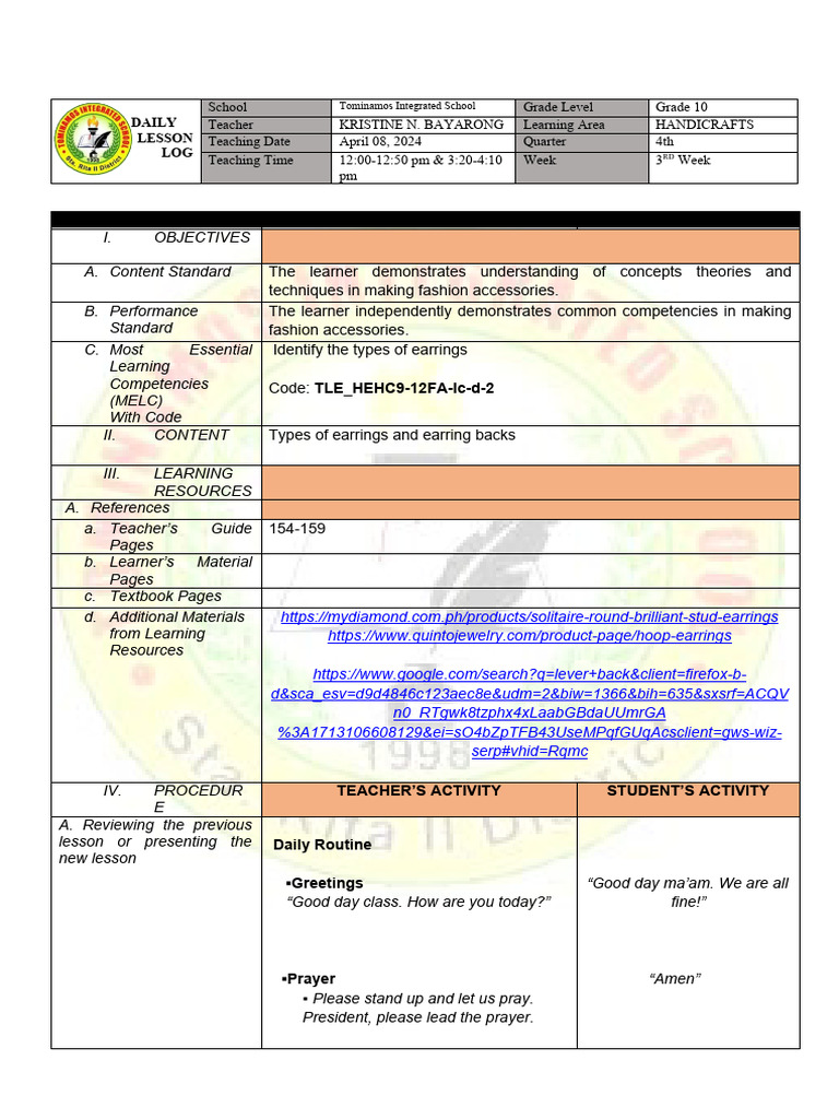 DLP 7. HANDICRAFT - (For Sir Marvin) | PDF