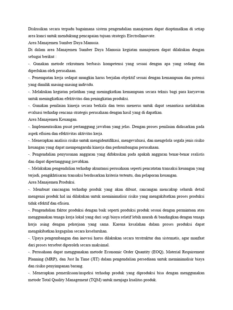 Diskusi 2 EKSI4416 Sistem Pengendalian Manajemen | PDF | Bisnis | Pengelolaan Keuangan & Uang