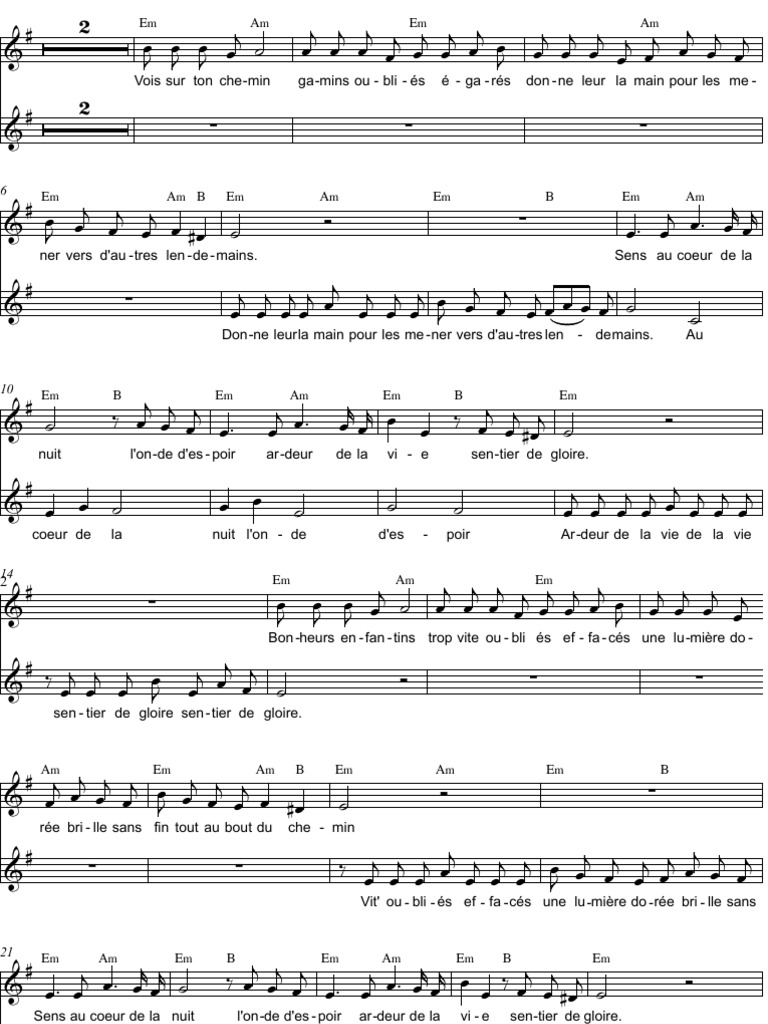 Vois Sur Ton Chemin Noten | PDF