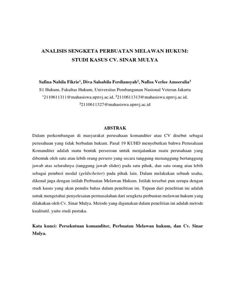 Analisis Sengketa Perbuatan Melawan Huku | PDF Analisis Sengketa Perbuatan Melawan Huku | PDF