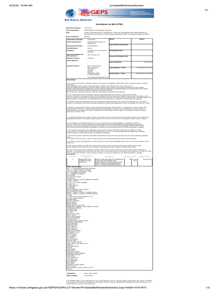 Print Able Bid Notice Abstract | PDF | Paint