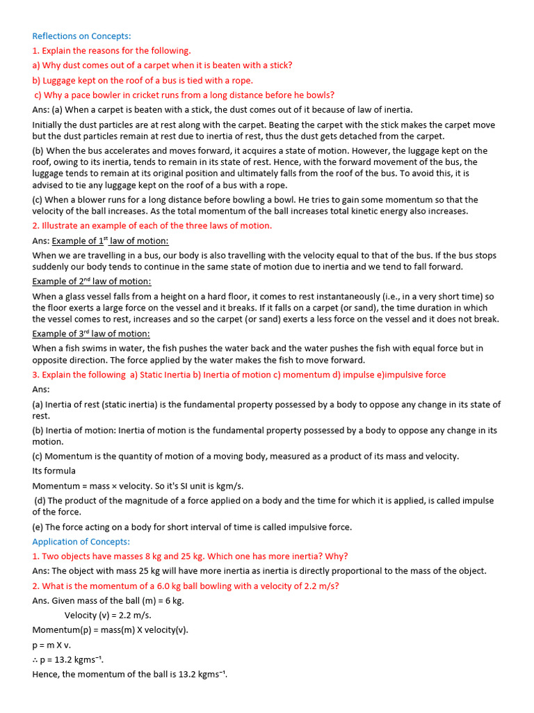 Laws of Motion Notes (1) | PDF | Force | Momentum