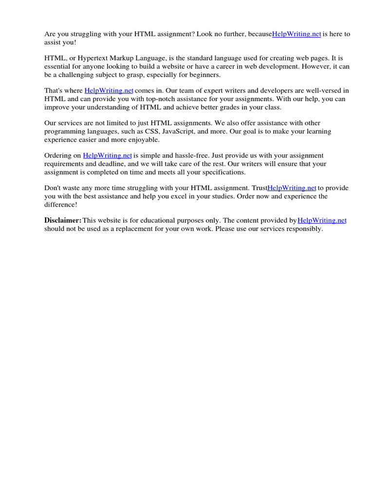 HTML Assignment Help | PDF | Html | World Wide Web