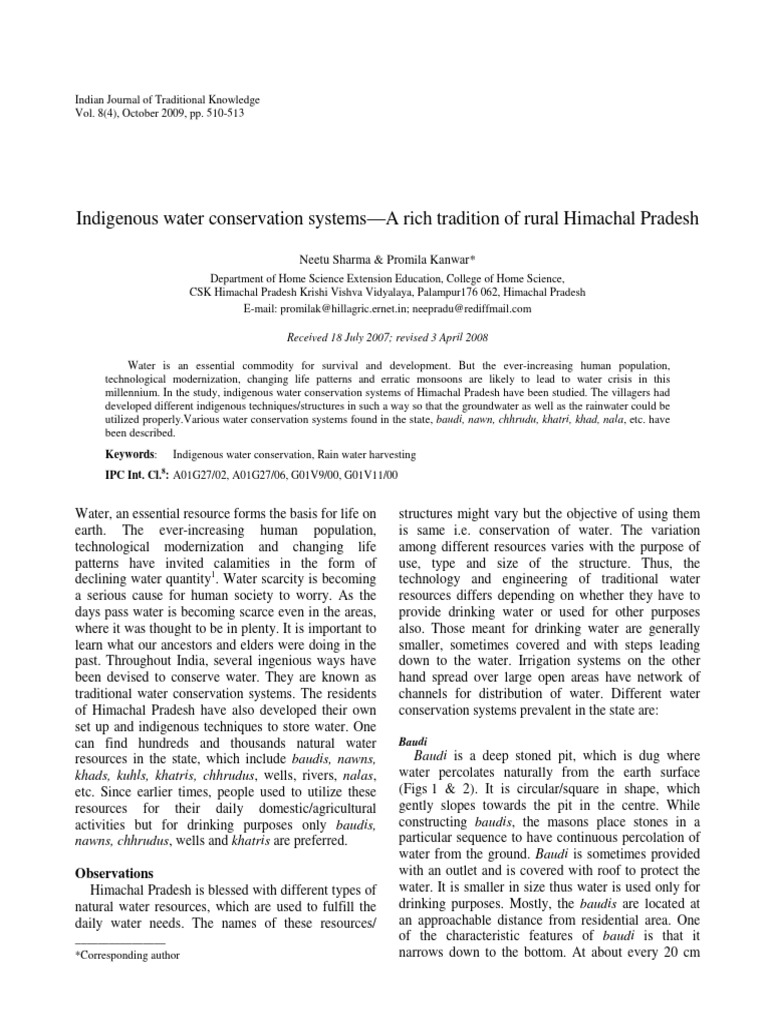 Indigenous Water Conservation Systems-A Rich Tradition of Rural ...