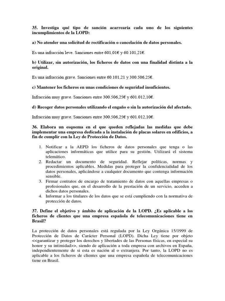 Sanciones LOPD y medidas de cumplimiento | PDF | Informática ...