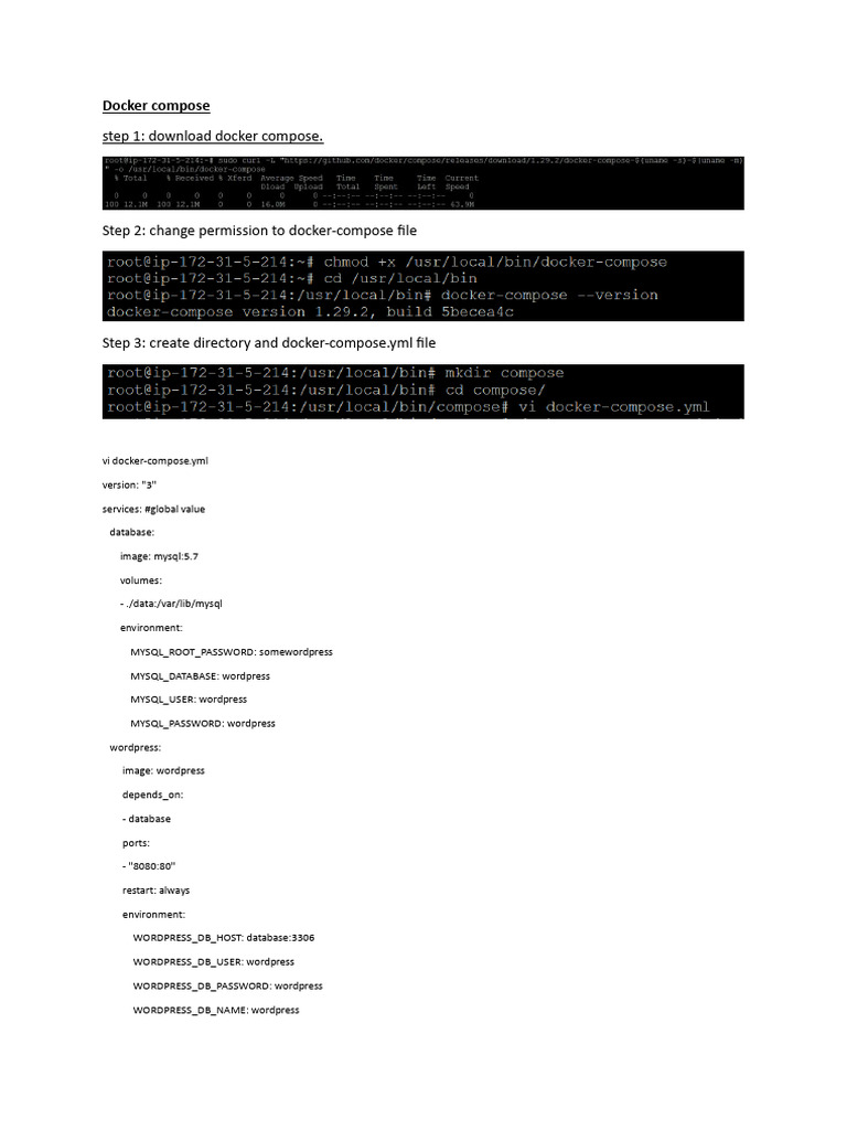 Docker Compose WordPress Setup Guide | PDF
