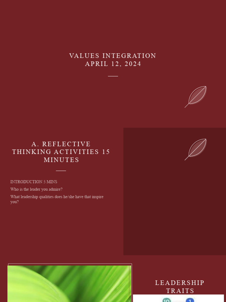Values and Peace Integration | PDF | Leadership | Discrimination