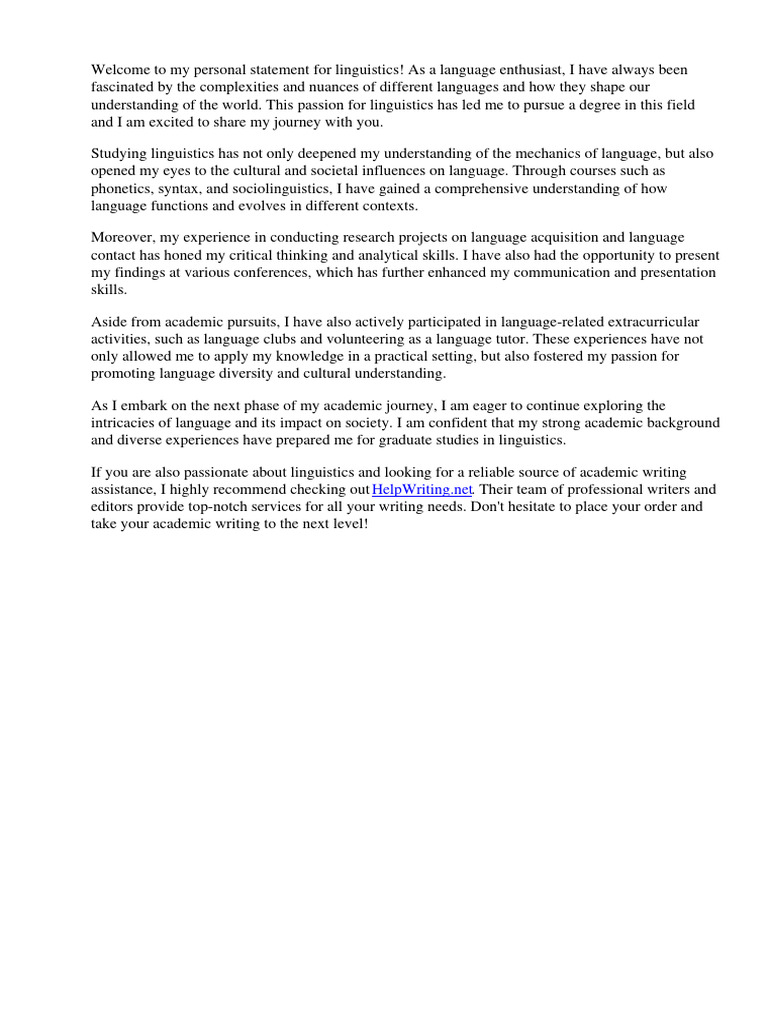 Linguistics Personal Statement | PDF | Communism | Linguistics