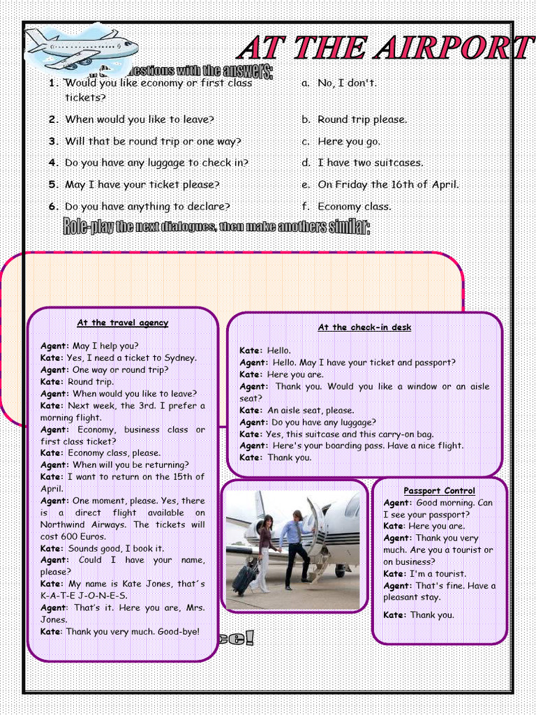 At The Airport - Role Play | PDF | Baggage | Civil Aviation