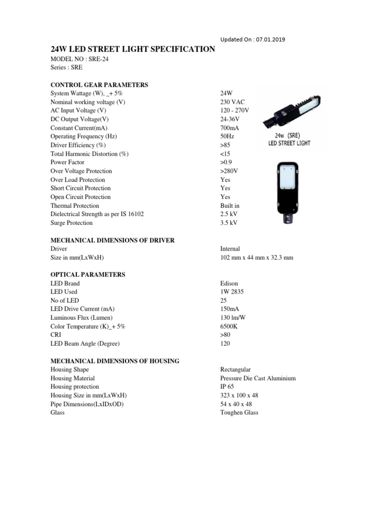 24w Led Street Light Sre | PDF