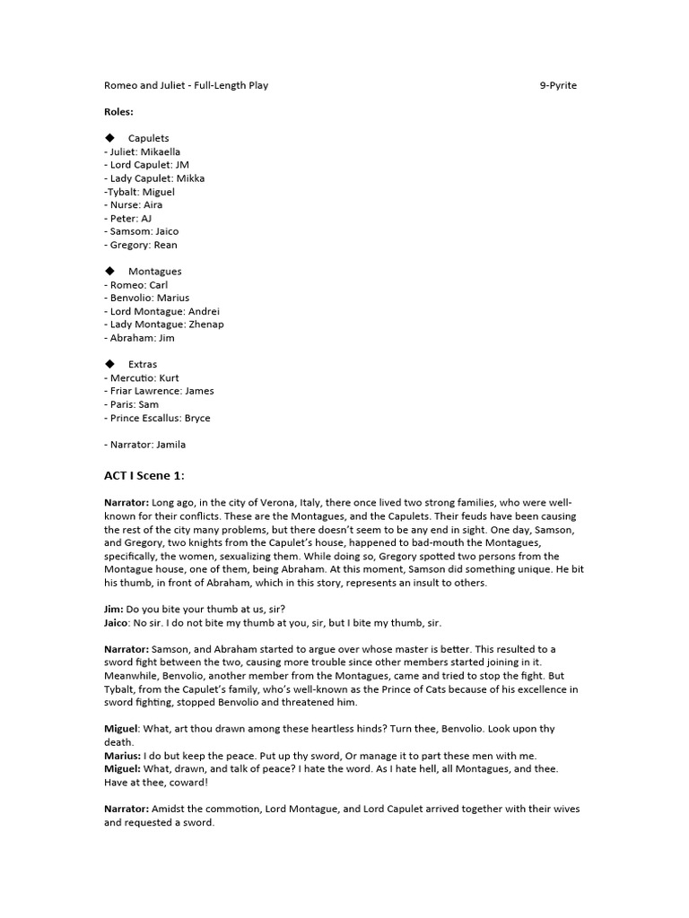 Romeo-and-Juliet | PDF | Characters In Romeo And Juliet | Romeo And Juliet
