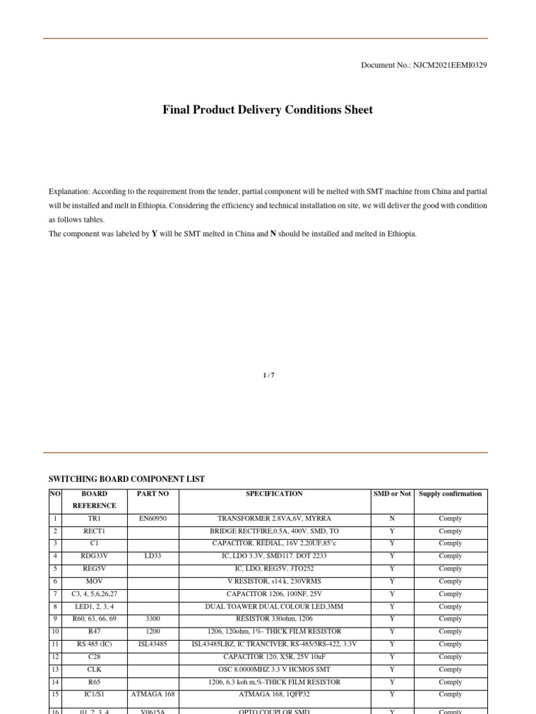 PCB Delivery Condition Sheet | PDF | Electrical Engineering | Electronics