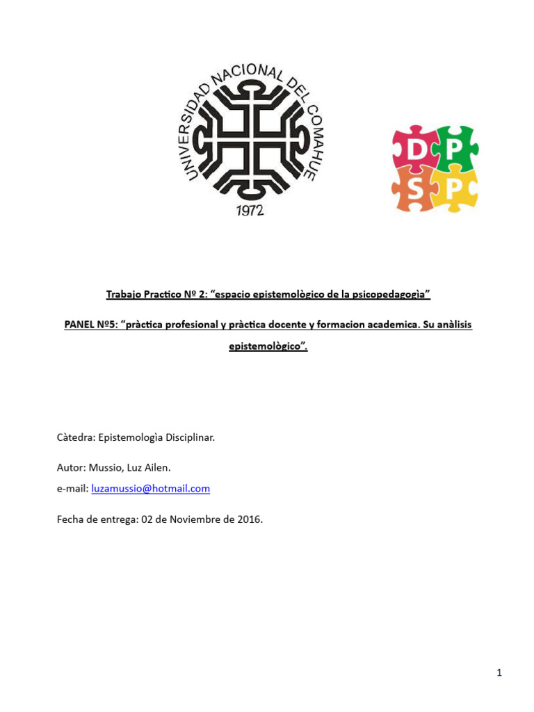 tp2. Panel 5. Mussio | PDF | Conocimiento | Maestros