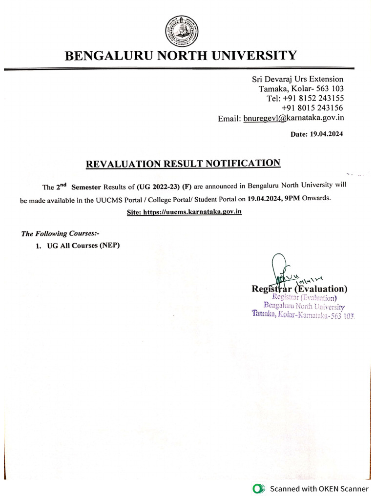 UG NEP All Courses Revaluation Notification | PDF