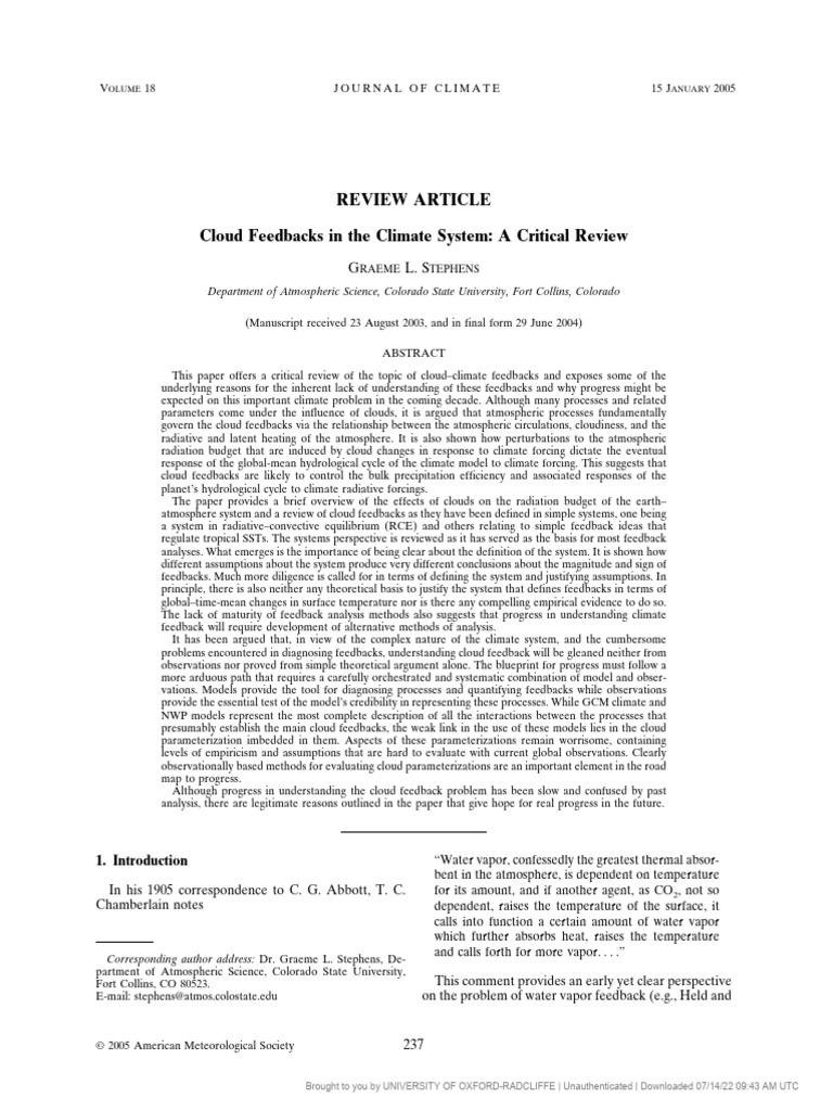 (15200442 - Journal of Climate) Cloud Feedbacks in The Climate System A ...