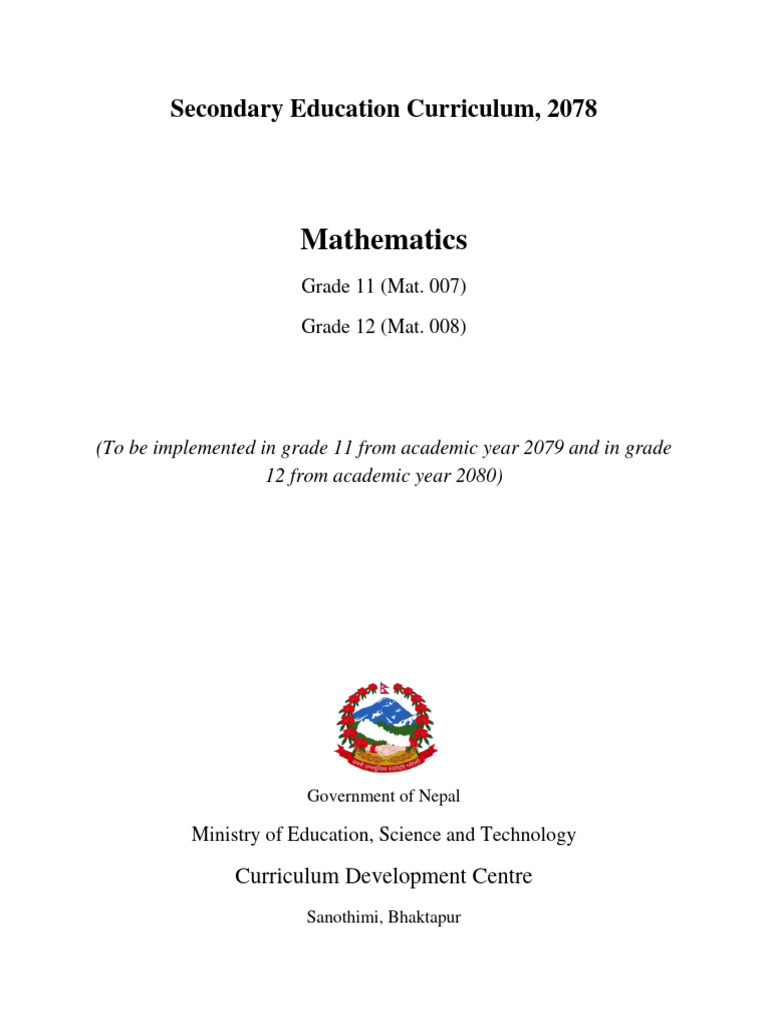 RS10061 - Grade 11 and 12 Com. Math Curriculum (Mat. 007 and Mat. 008 ...