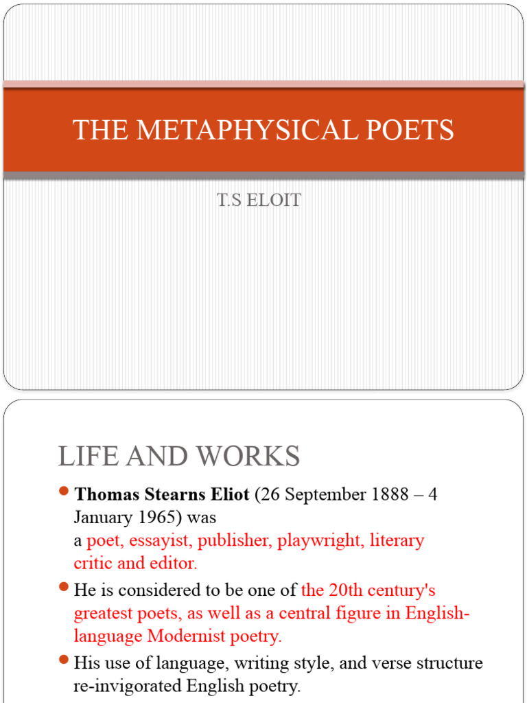 Metaphysical Poets - Blessing 179 | PDF | T. S. Eliot | Poetry