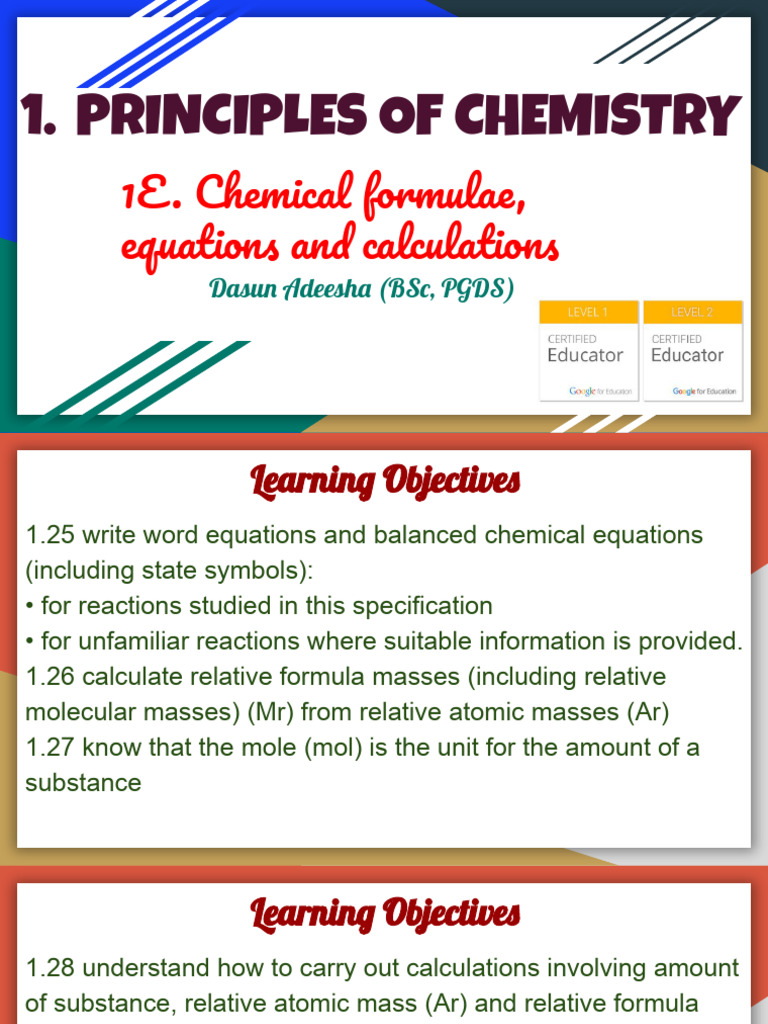 1E Chemical formulae, equations and calculations (5) | PDF | Mole (Unit ...