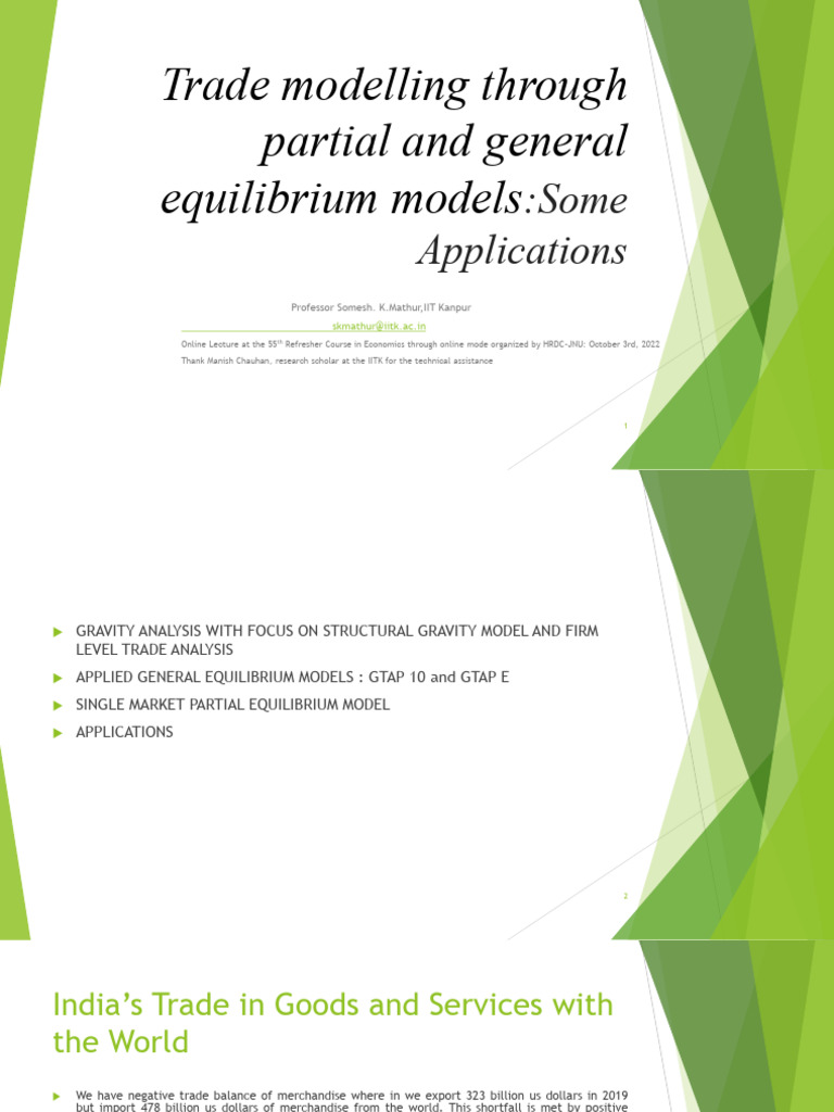 Trade Modelling Through Partial and General Equilibrium Models-04!10!22 ...