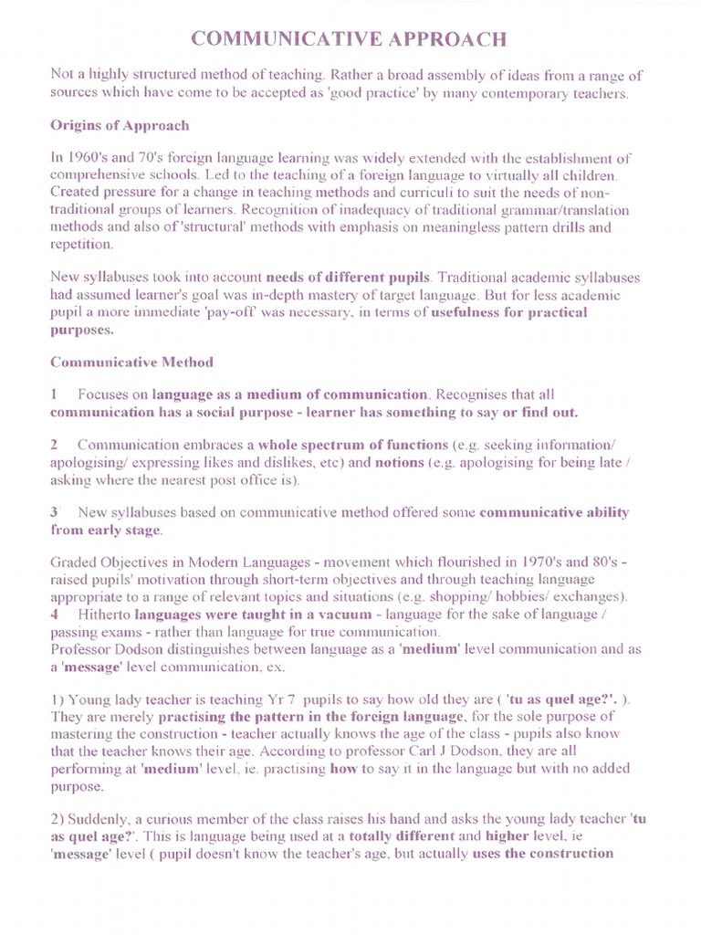 The Communicative Approach | PDF