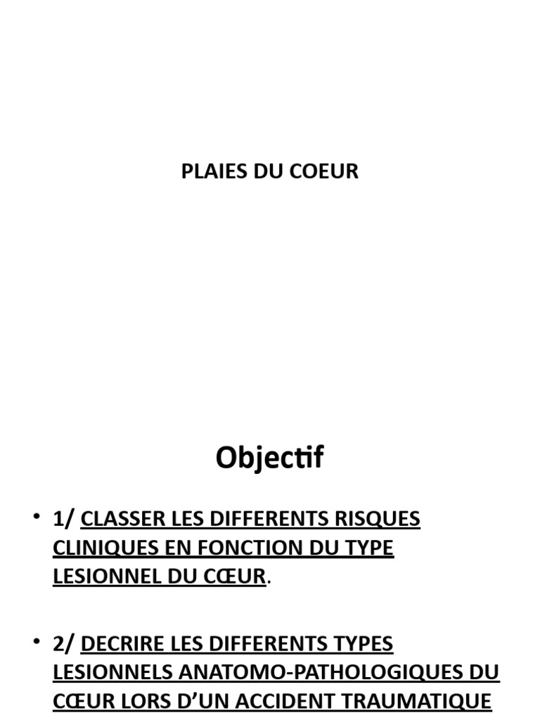 Plaies cardiaques : types et urgences | PDF | Cœur | Infarctus du myocarde