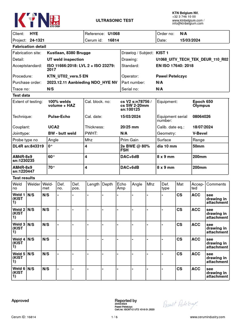 Ultrasonic Weld Inspection Report | PDF | Business Process | Materials