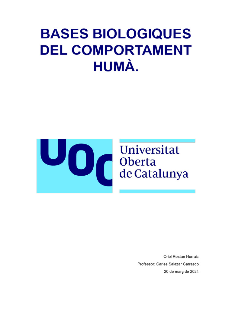 Bases Biologiques Del Comportament Humà. | PDF