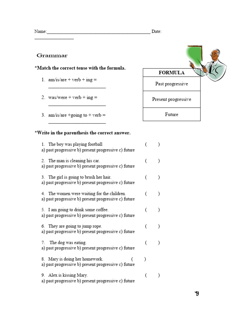 Past Progressive Present Progressive and Future Go Tests - 44861 | PDF ...
