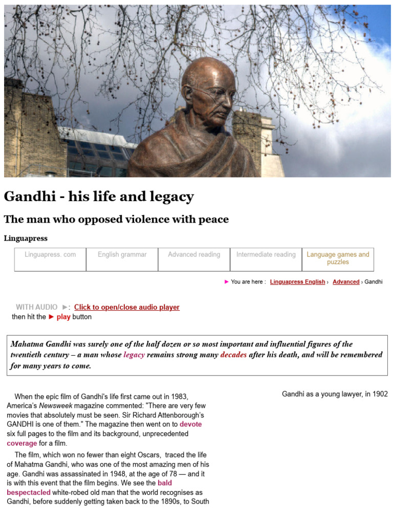 Mahatma Gandhi - His Life and Legacy | PDF | Mahatma Gandhi | British Raj
