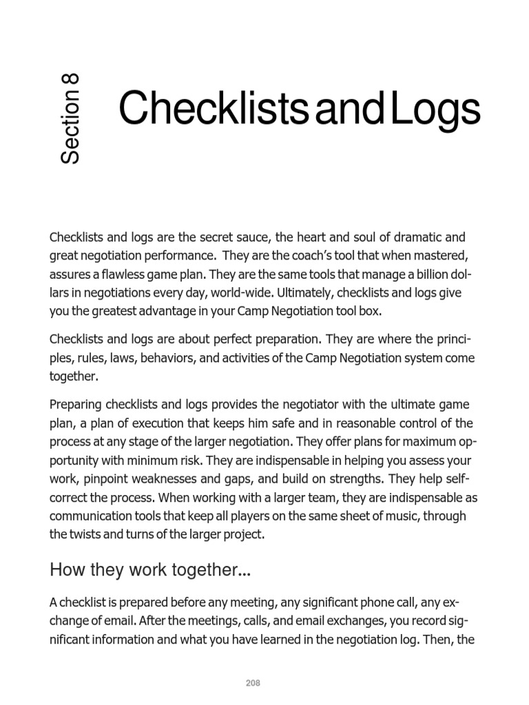 Check List Logs | Download Free PDF | Negotiation | Thought