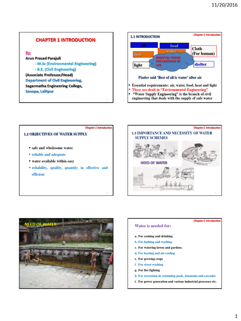 Water Supply Chapter 1 Introduction | PDF | Drinking Water | Water