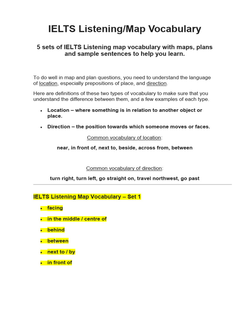Map Vocabulary | PDF | Vocabulary | Linguistics