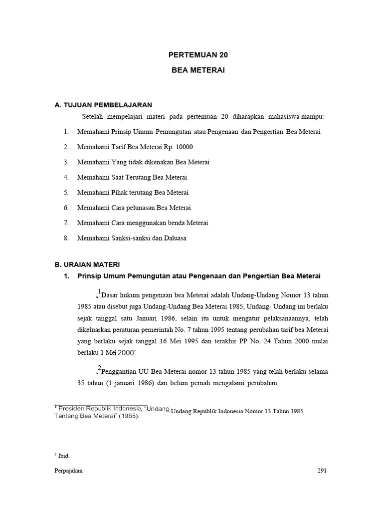 Materi Bea Materai | PDF | Pengelolaan Keuangan & Uang