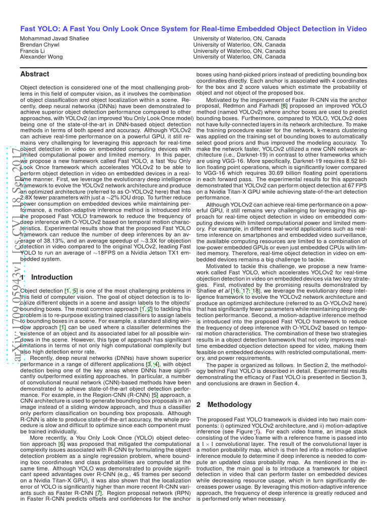 Fast YOLO: A Fast You Only Look Once System For Real-Time Embedded Object Detection in Video ...