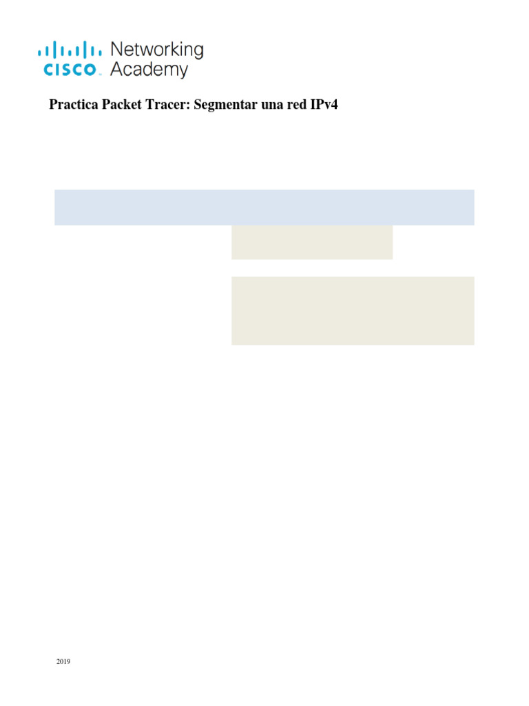 Segmentación de red IPv4 en Packet Tracer | PDF | Dirección IP ...