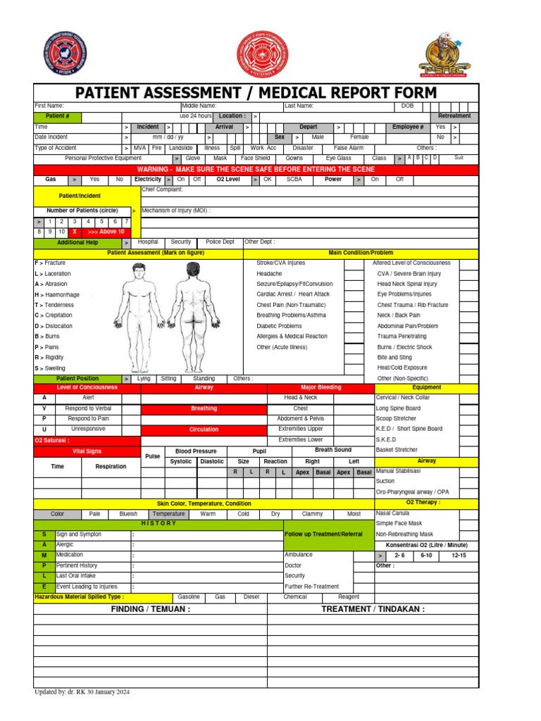 Patient Assessment Medical Report Form | PDF | Thorax | Allergy