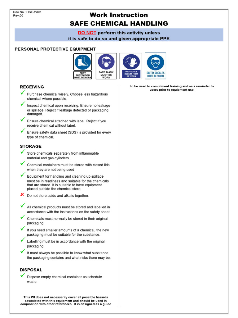 Safe Chemical Handling Guidelines | PDF | Safety | Occupational Safety ...