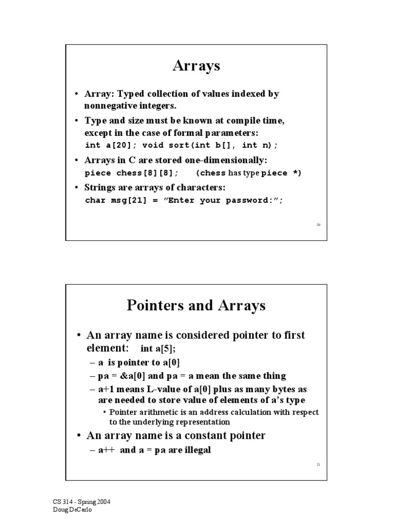 Understanding Arrays and Pointers in C | PDF
