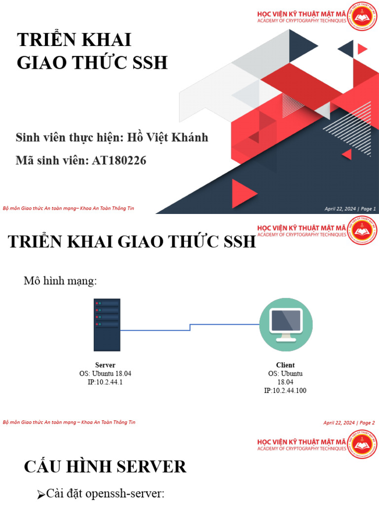 Bai 5 Triển khai giao thức SSH | PDF