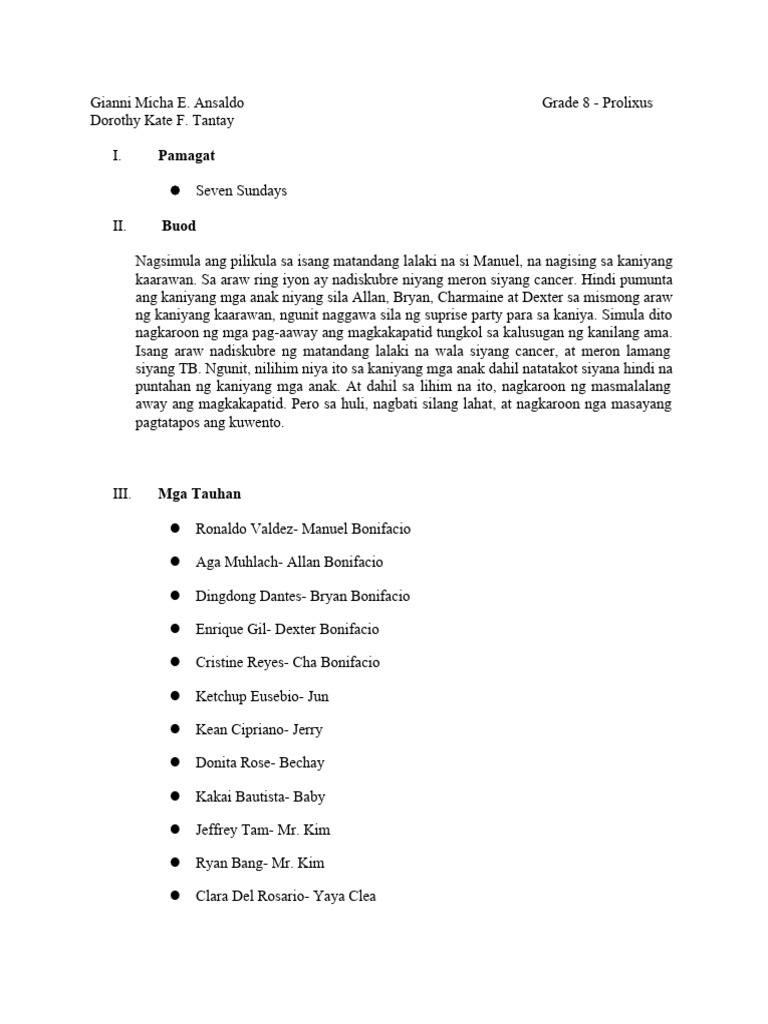 Seven Sundays | PDF