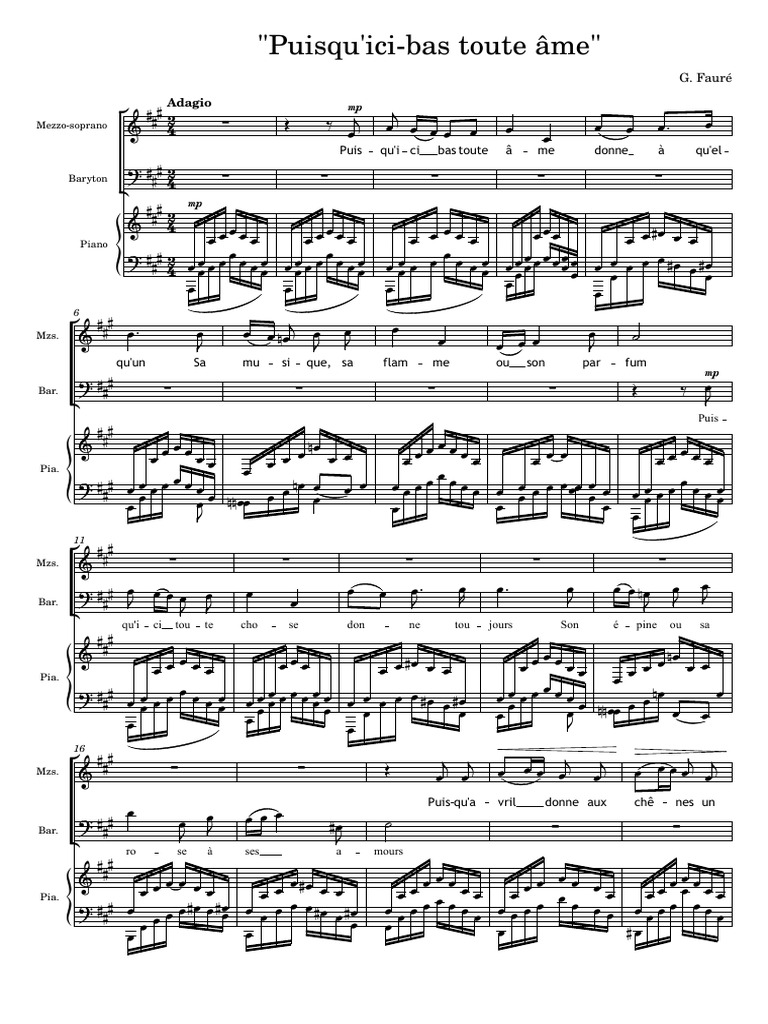 Puisqu'ici-bas toute âme de Fauré | PDF | Musique vocale | Chant