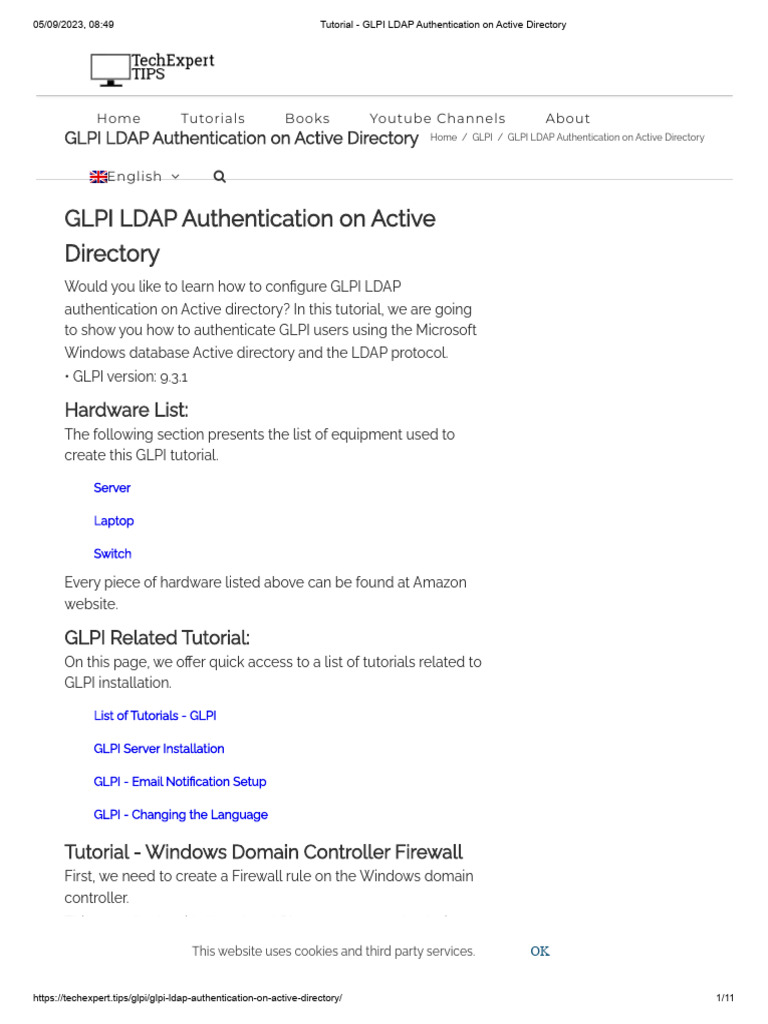 Tutorial - GLPI LDAP Authentication On Active Directory | PDF | Active Directory | Http Cookie